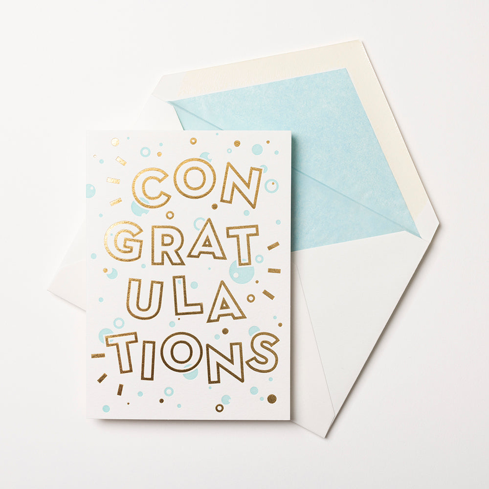 Congratulations Bubbles Letterpress & Foil Greetings Card – Meticulous Ink